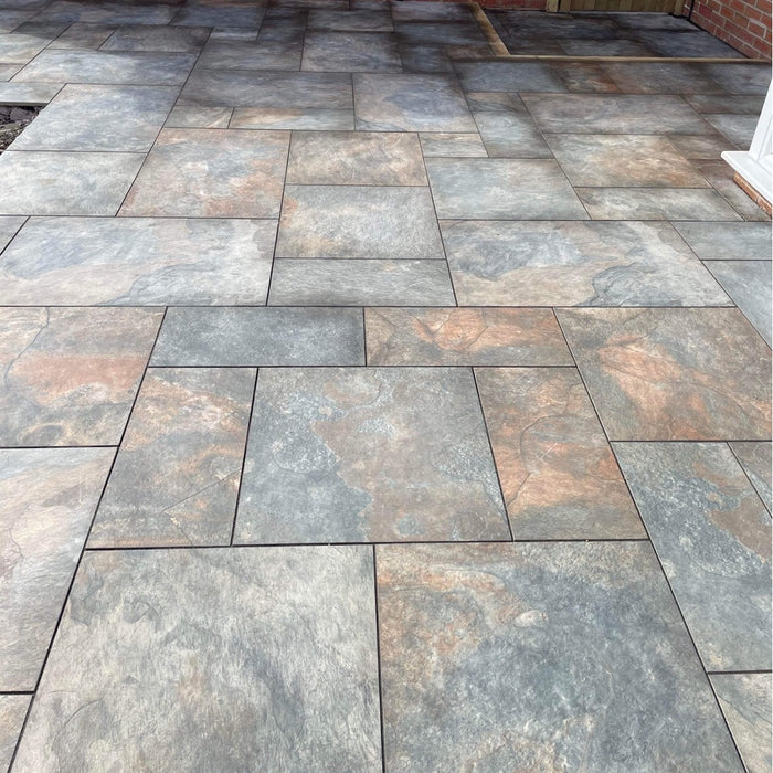 Rustic Slate Outdoor Porcelain Paving Tiles - Mix Paving - 20mm