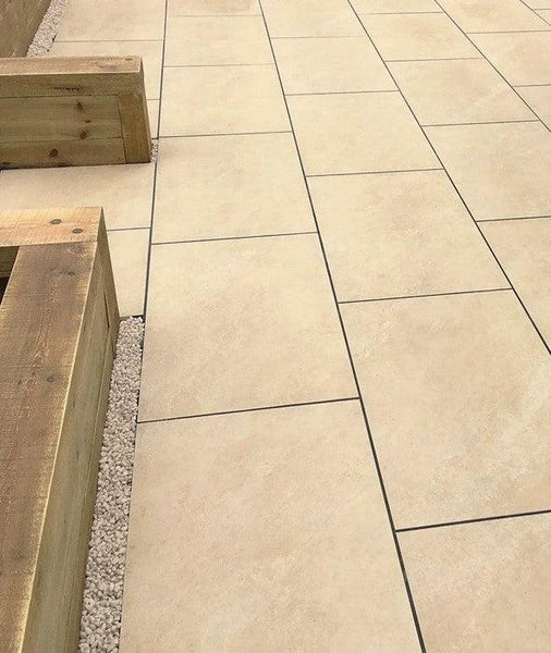 Hammerstone Beige Outdoor Porcelain Paving Tiles - 900x600 - 20mm ...