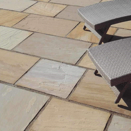 Rippon Buff Indian Sandstone Paving Slabs - Riven - 900x600 - 22mm
