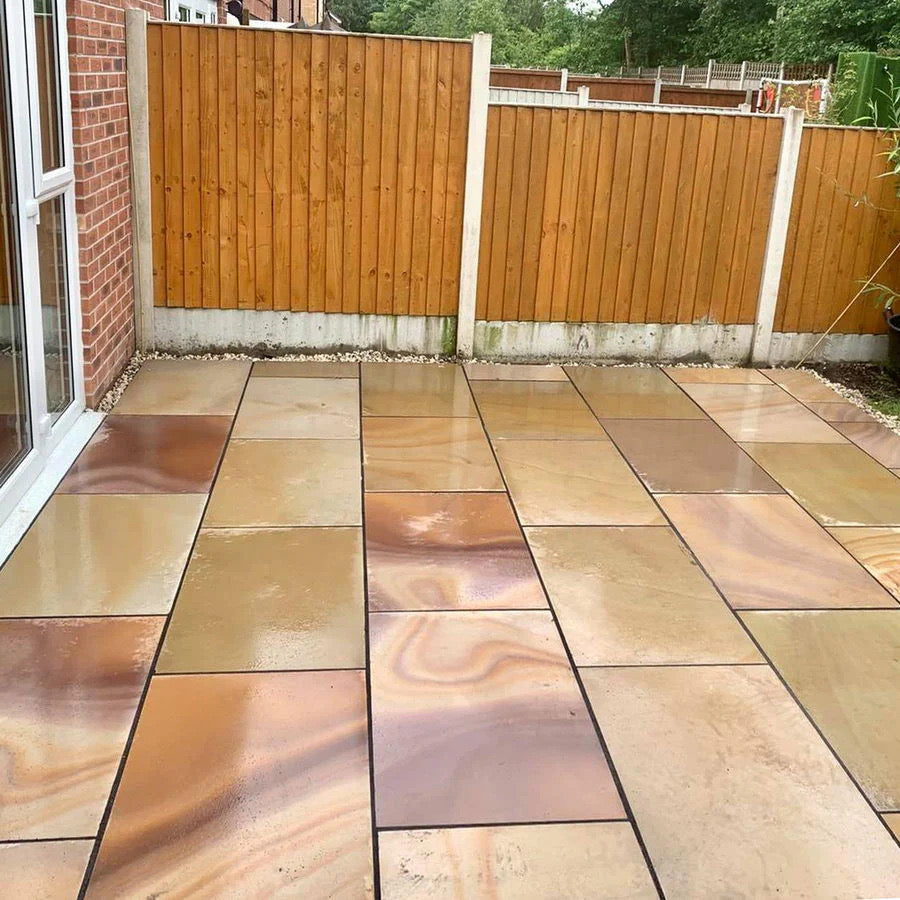 Camel Dust Smooth Sandstone Paving Slabs | Sawn & Honed - 900x600 ...