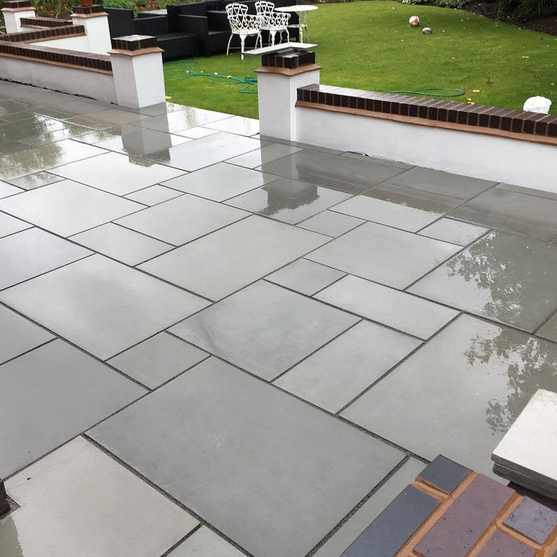 Kandla Grey Smooth Indian Sandstone Paving Slabs | Sawn & Honed - Patio ...